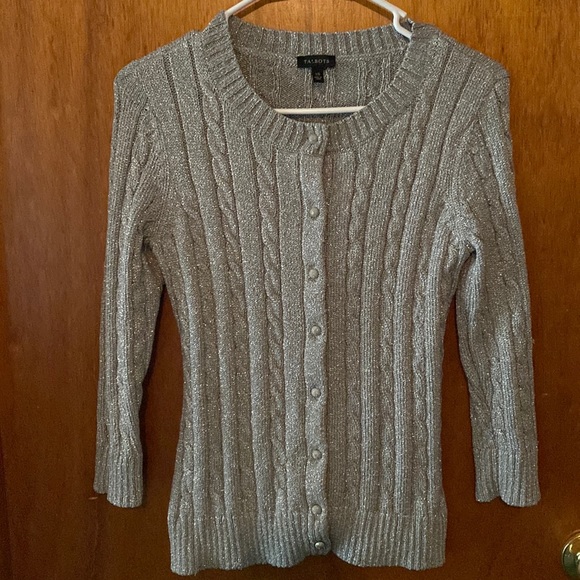 Talbots | Sweaters | Talbots Silver Glitter Specks Quarter Length ...
